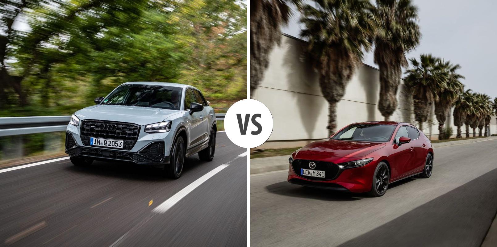 Audi Q2 vs Mazda 3 Hatchback sammenligning - forskelle, priser og ...