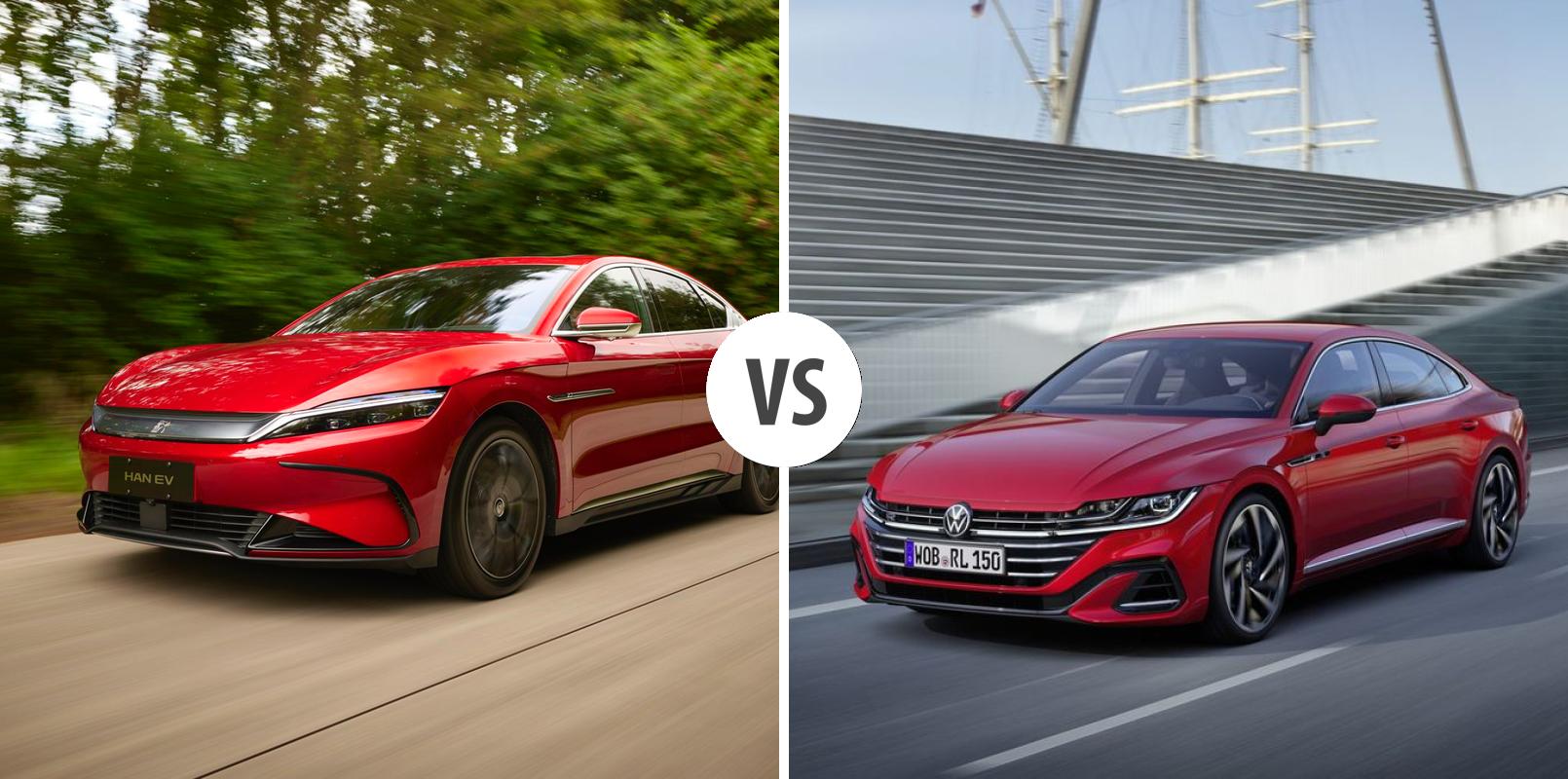 BYD Han vs VW Arteon sammenligning - forskelle, priser og tekniske data