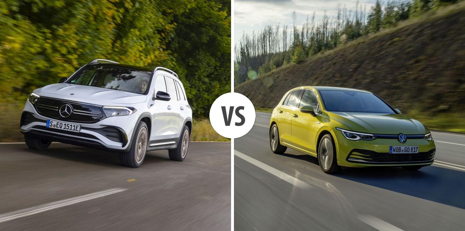 Mercedes EQB vs VW Golf sammenligning - forskelle, priser og tekniske data