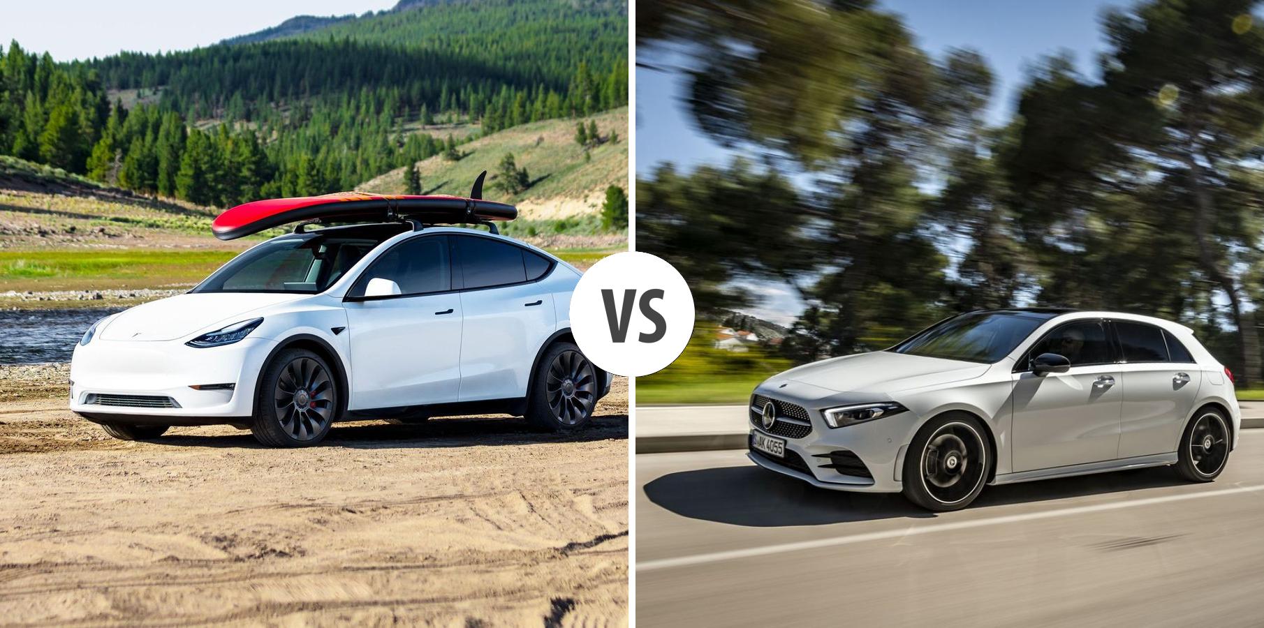 Tesla Model Y vs Mercedes A Class sammenligning - forskelle, priser og ...